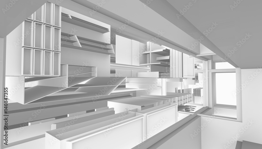 architectural abstract 3d rendering Stock Illustration | Adobe Stock