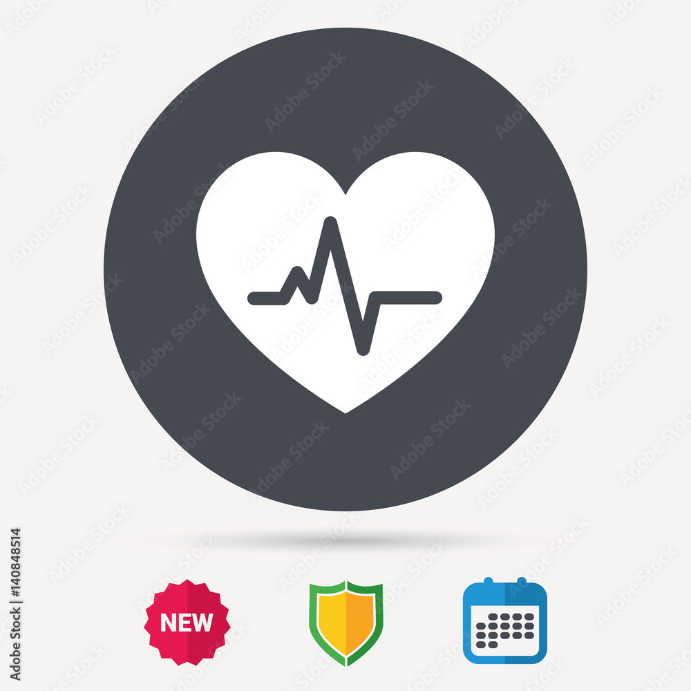 Heartbeat icon. Cardiology symbol. Medical pressure sign. Calendar ...