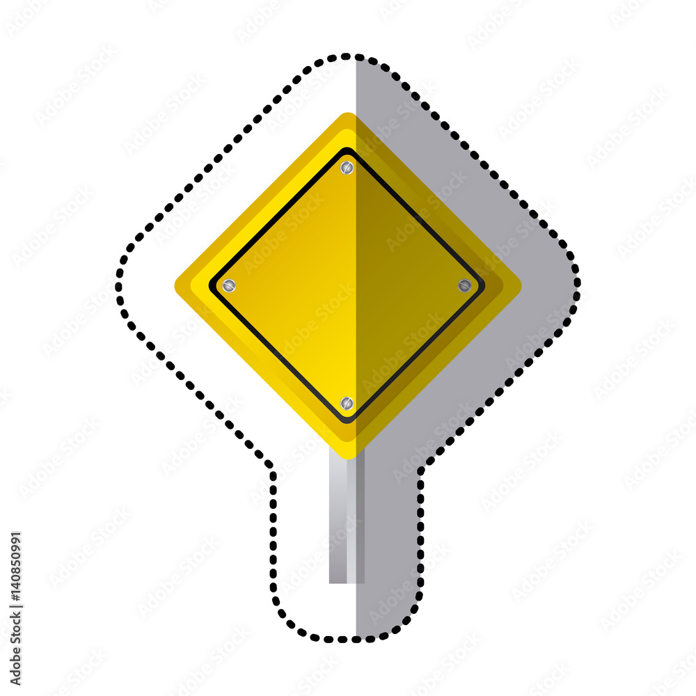 sticker yellow diamond shape traffic sign with base pole vector ...