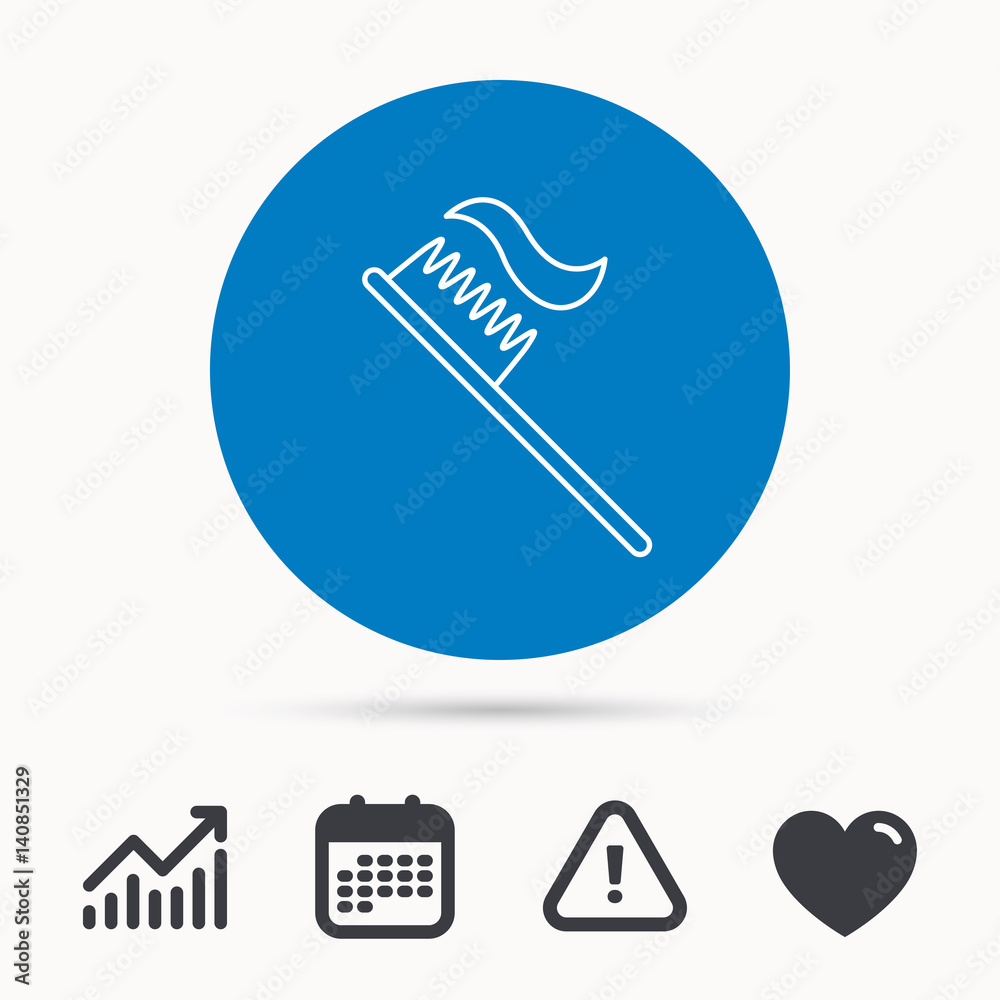 Toothbrush icon. Toothpaste sign. Dental oral cleaning symbol. Calendar ...