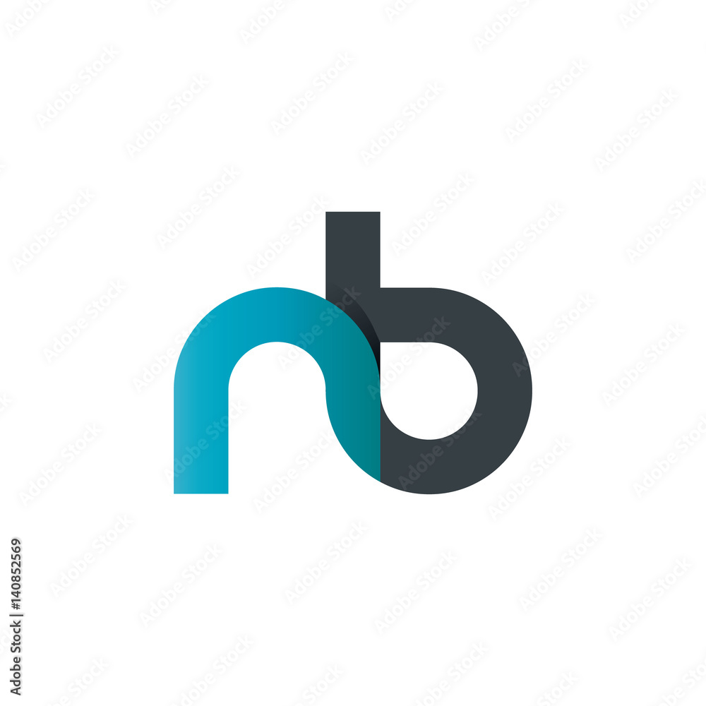 Initial Letter NB Rounded Lowercase Logo Stock Vector | Adobe Stock
