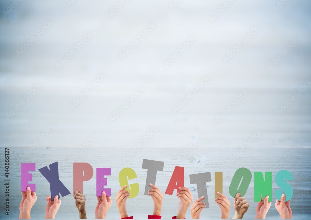 Hands holding word expectations Stock Photo | Adobe Stock