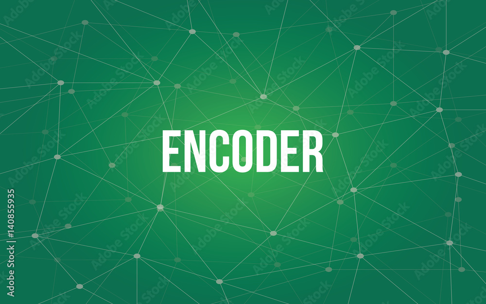 encoder white text illustration with green constellation as background ...