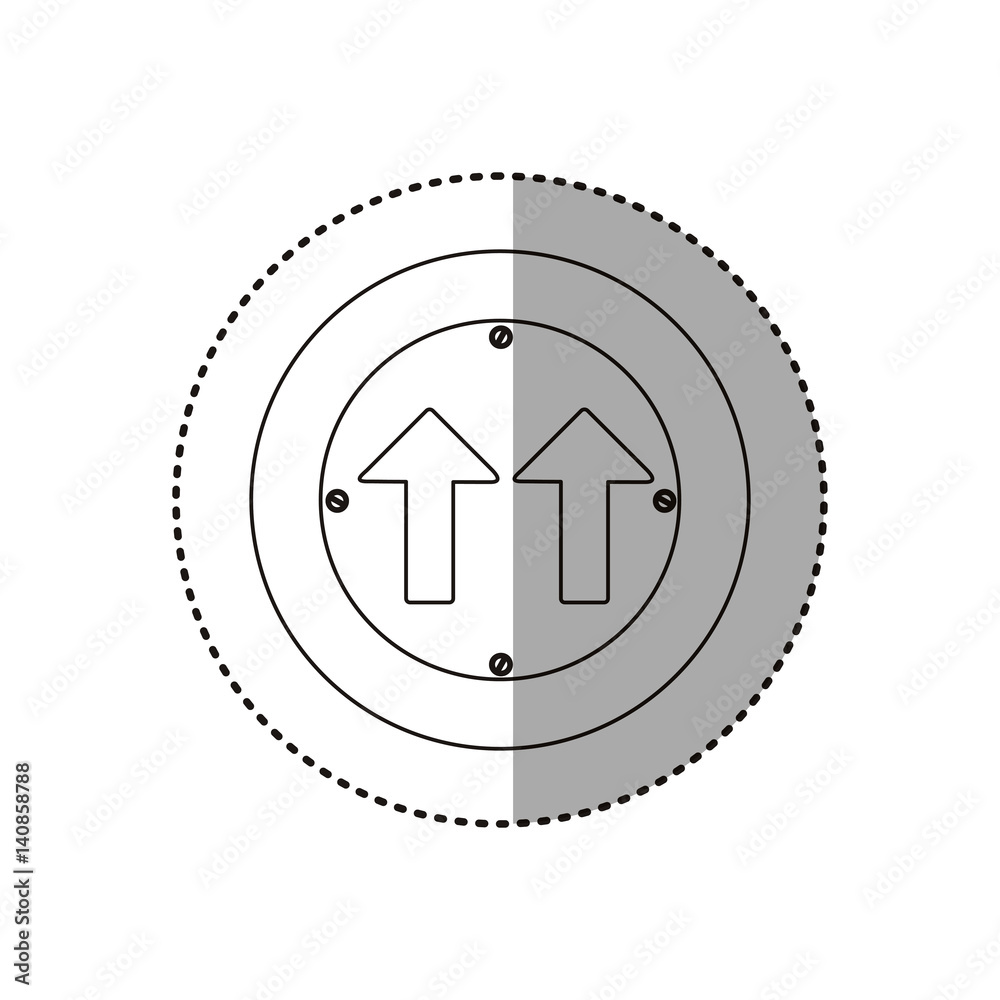 sticker silhouette metallic circular frame same direction arrow road ...