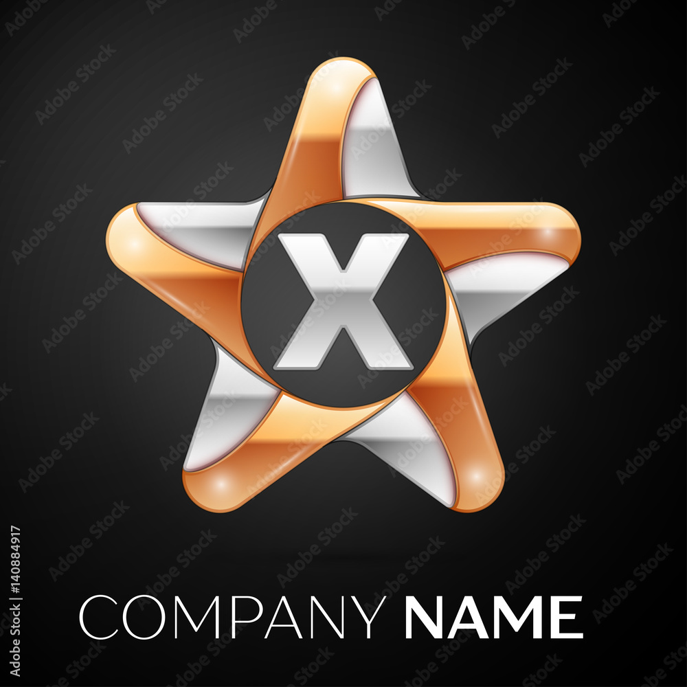 Letter X vector logo symbol in the colorful star on black background ...