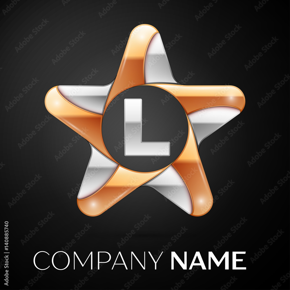 Letter L vector logo symbol in the colorful star on black background ...