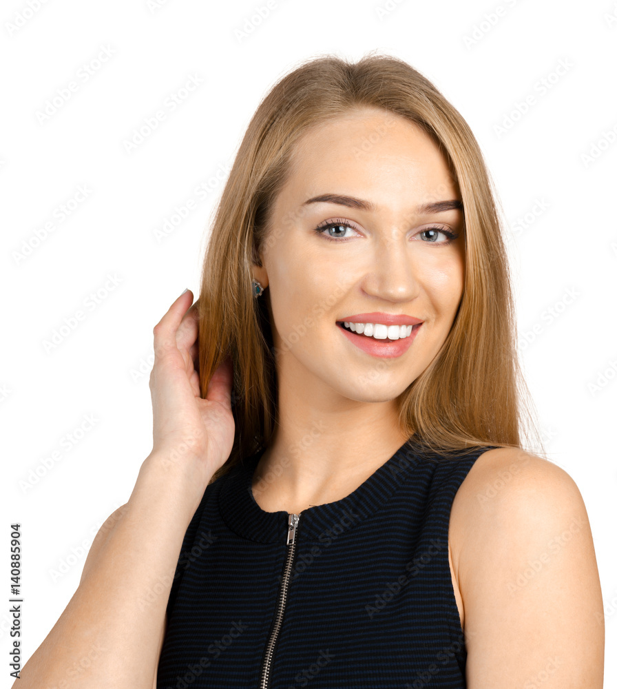 beautiful woman on white background Stock Photo | Adobe Stock