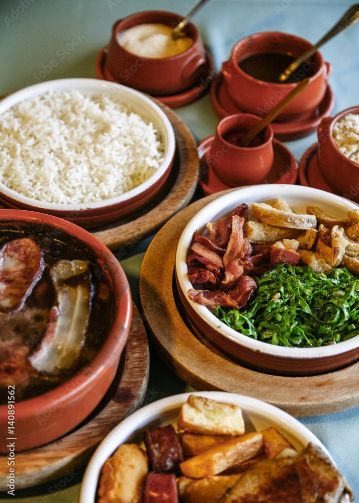 Feijoada, traditional Brazilian dish at Bolinha restaurant, Sao Paulo ...