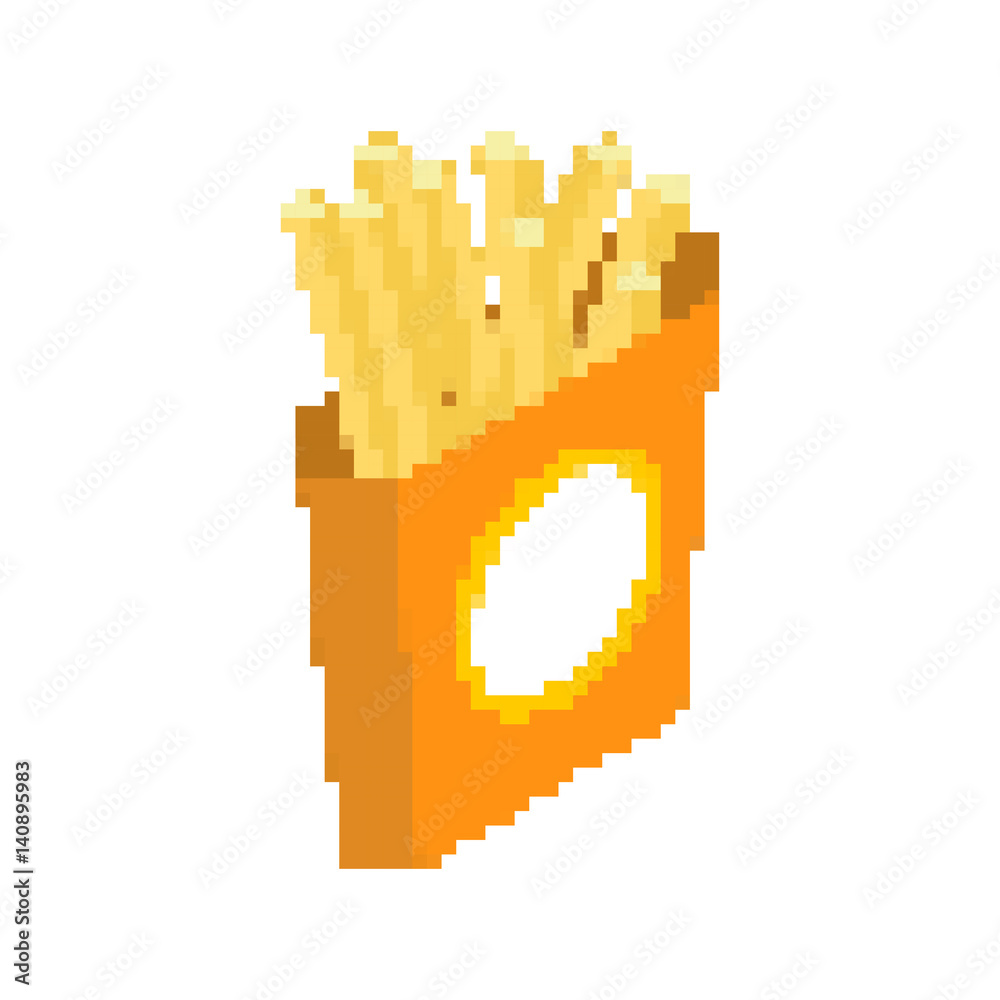 French fries pixel art. Fast food pixelated. Fastfood isolated Stock ...