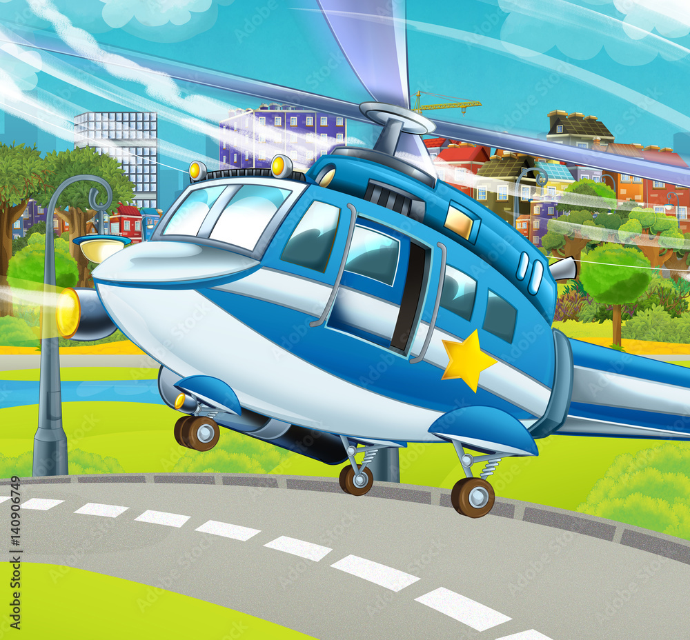 Cartoon Police Helicopter
