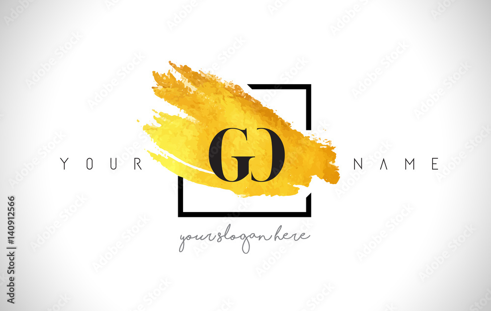GO Golden Letter Logo Design with Creative Gold Brush Stroke vector de ...