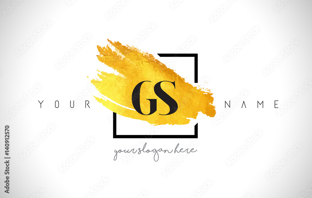 GS Golden Letter Logo Design with Creative Gold Brush Stroke Stock ...