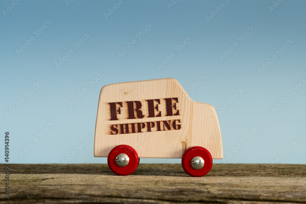Free shipping icon, handmade wooden toy that represents a delivery ...
