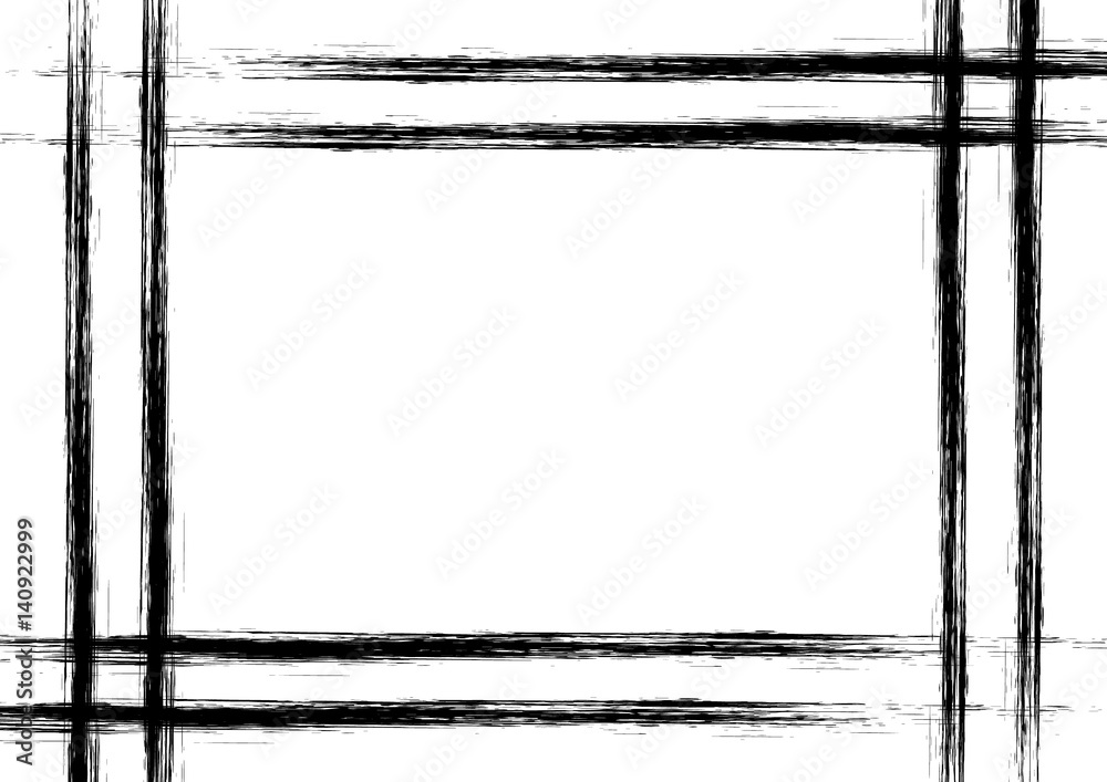 Vector drawn background with frame, border. Grunge template with lines ...