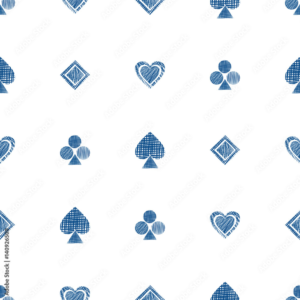 Seamless vector geometrical pattern with icons of playing cards ...