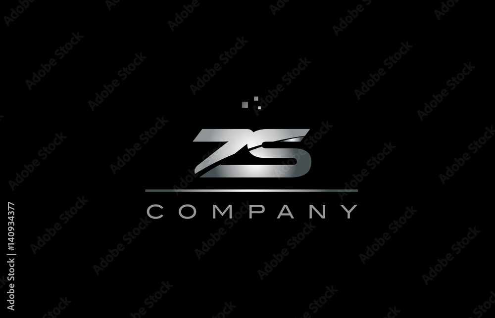 zs z s silver grey metal metallic alphabet letter logo icon template ...