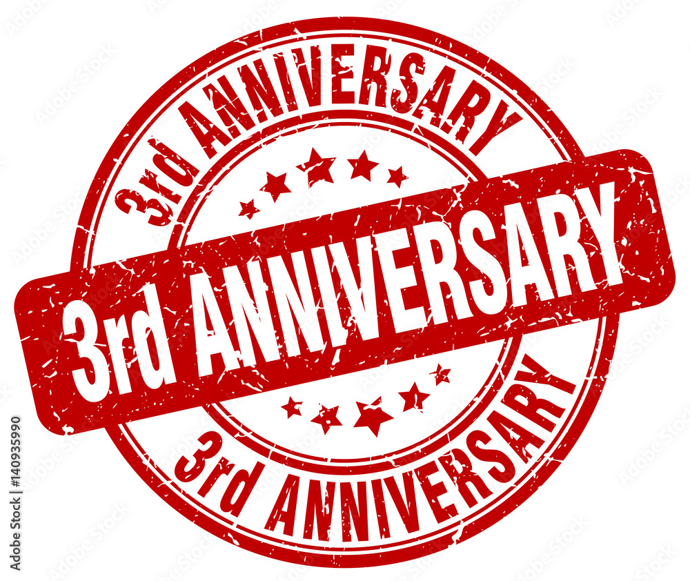 3rd anniversary red grunge stamp Stock Vector | Adobe Stock