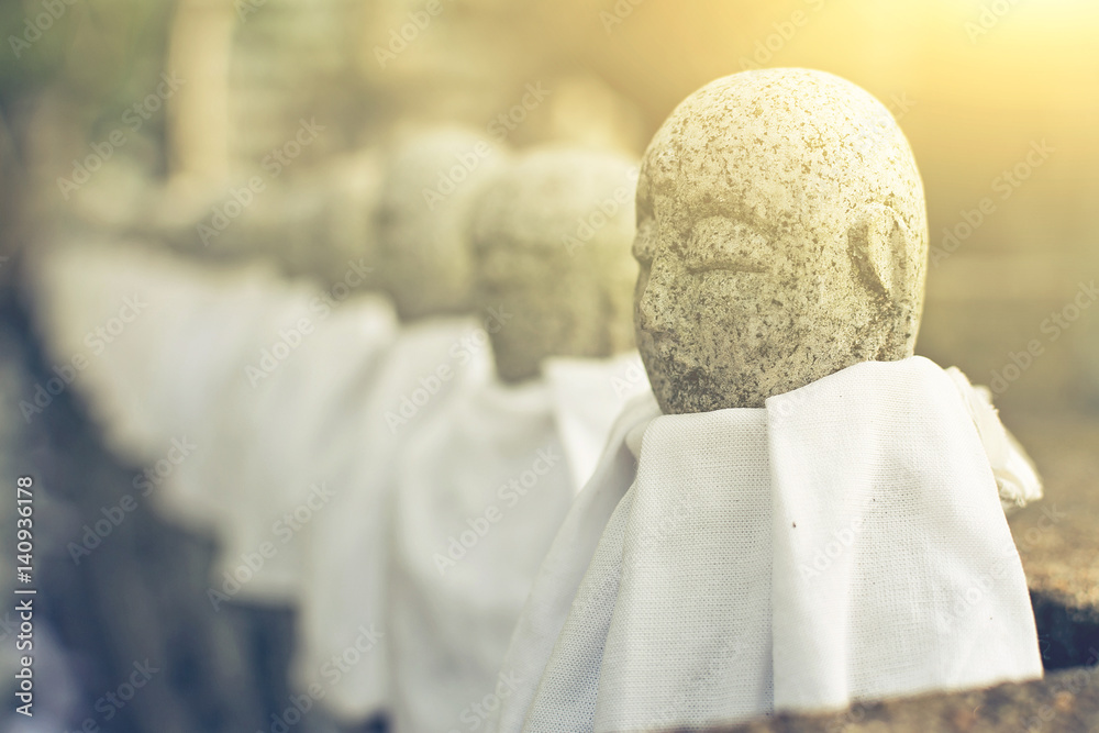 Japanese stone statue Ksitigarbha Bodhisattva Stock Photo | Adobe Stock