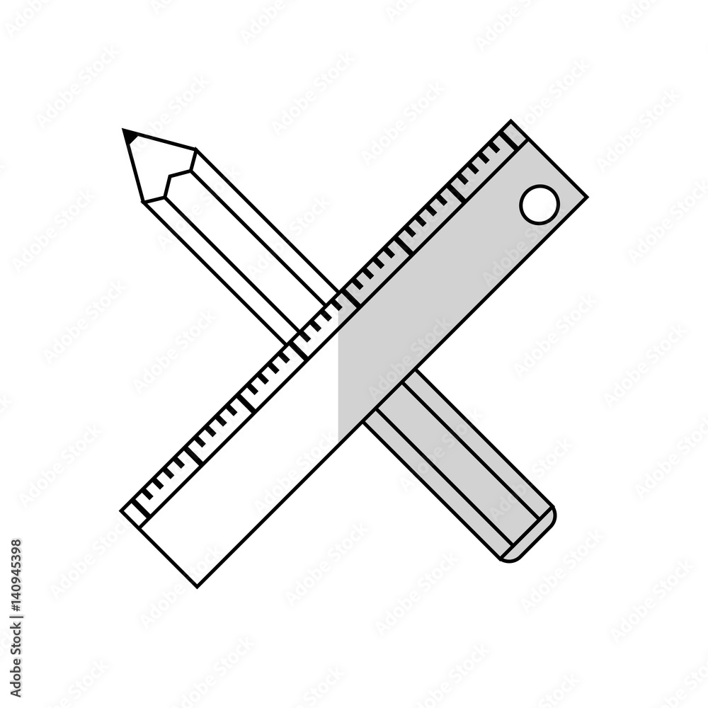 pencil and ruler icon over white background. vector illustration Stock ...