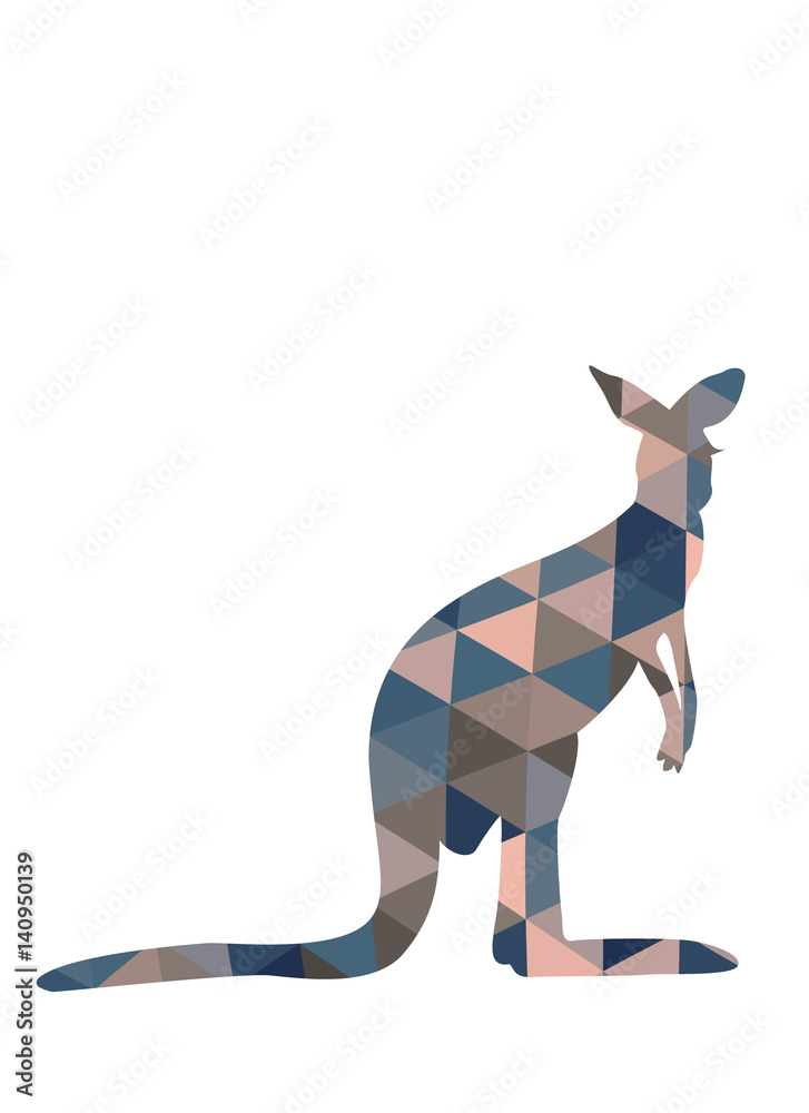 Silhouette of kangaroo in triangles. Stock Illustration | Adobe Stock