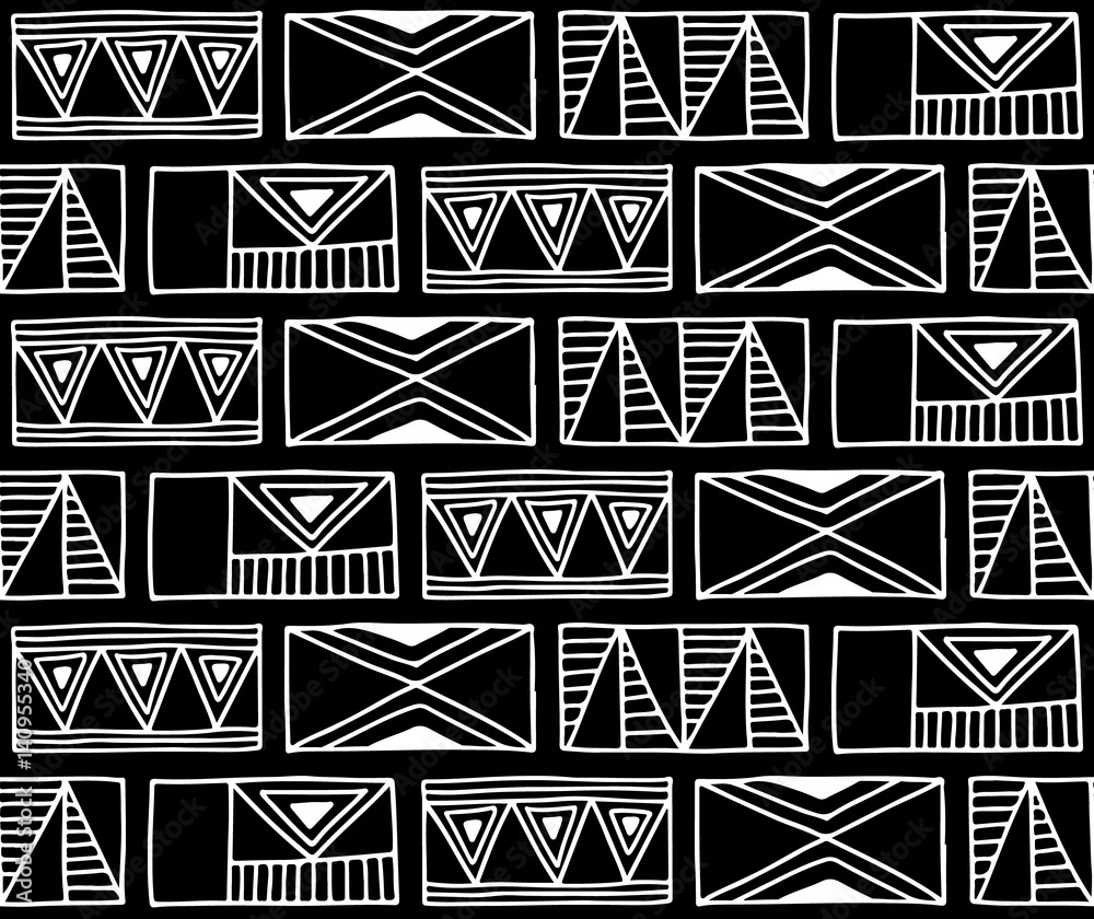 Seamless vector pattern. Black and white geometrical background with ...