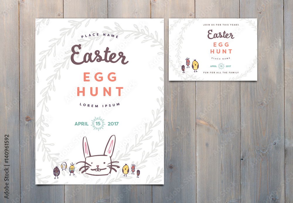 Easter Event Poster and Invitation Set Stock Template | Adobe Stock