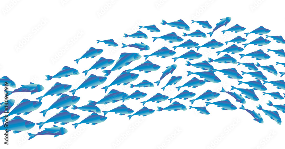 School of fish vector illustration for header, web, print, card and ...