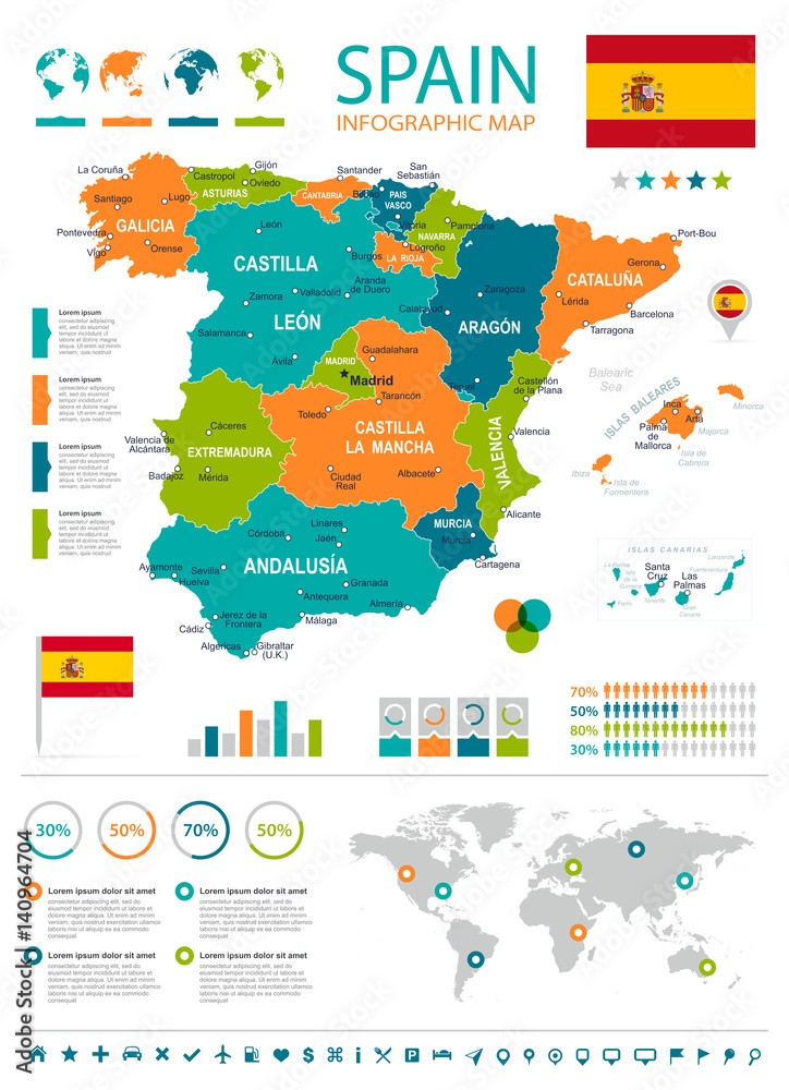 Spain map - infographic set Stock Vector | Adobe Stock