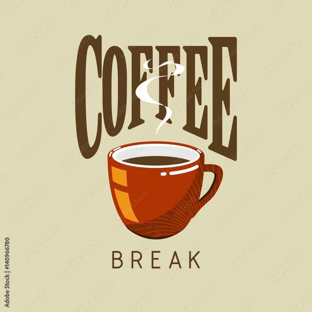 Coffee cup vector logo coffee break poster cup icon illustration coffee ...