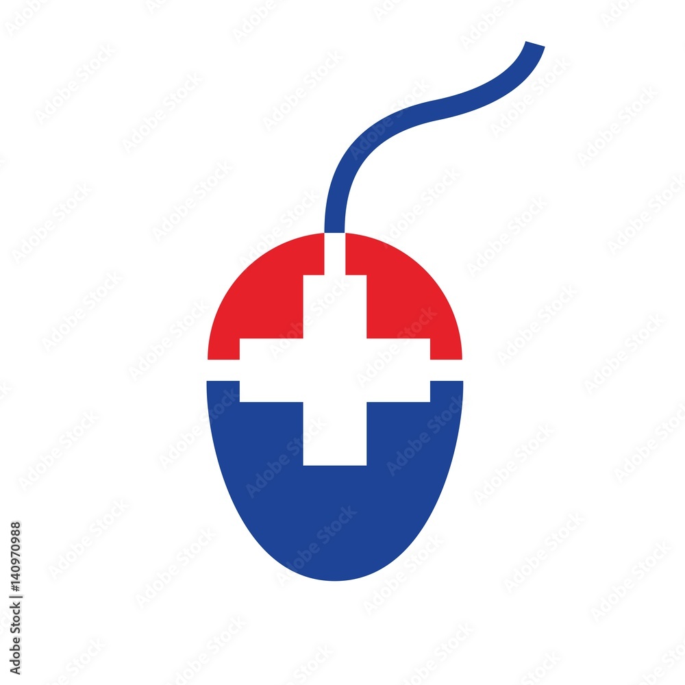 mouse logo vector with cross symbol. Stock Vector | Adobe Stock