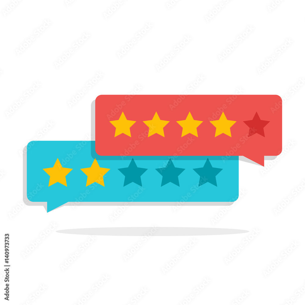 Concept of customer feedback. Rating in the form of stars. Negative or ...
