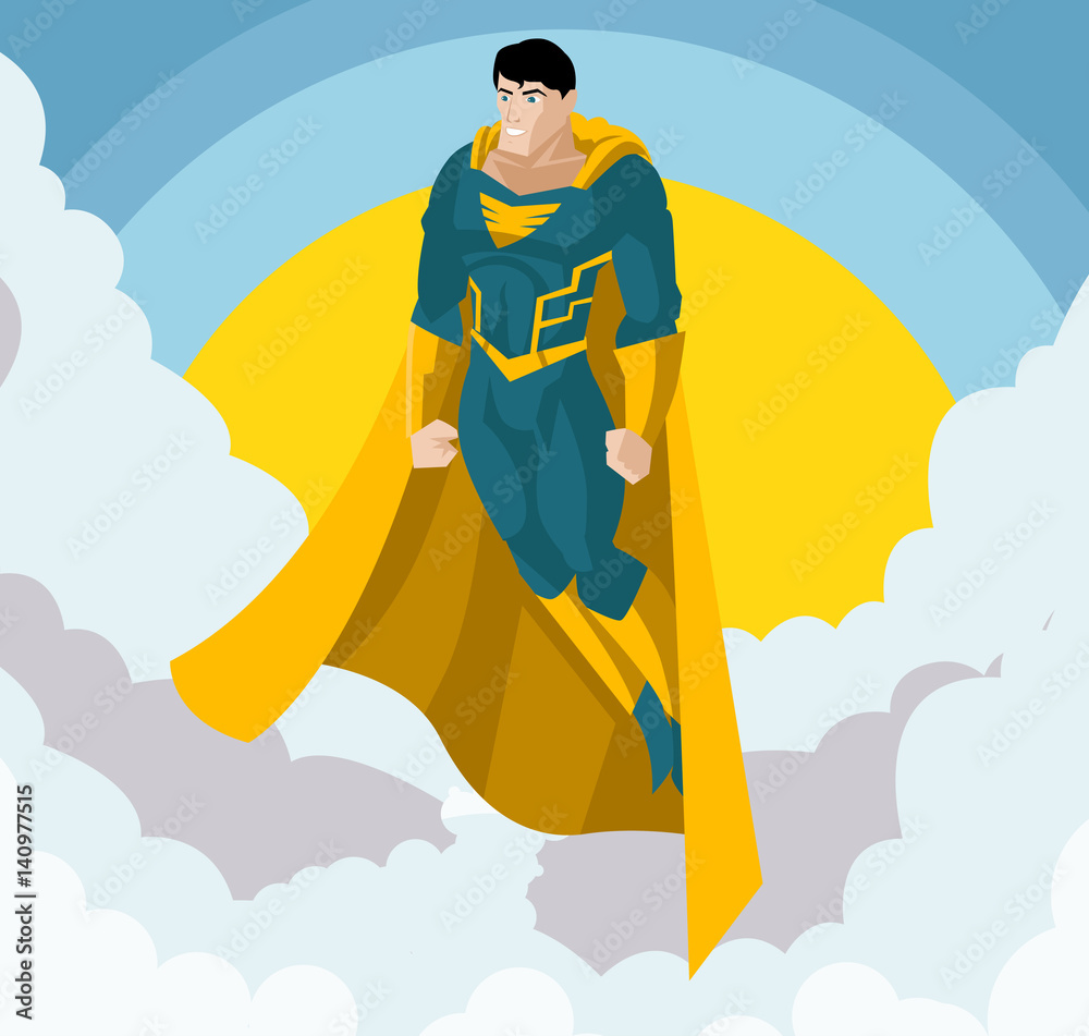 powerful superhero flying in the sky Stock Vector | Adobe Stock