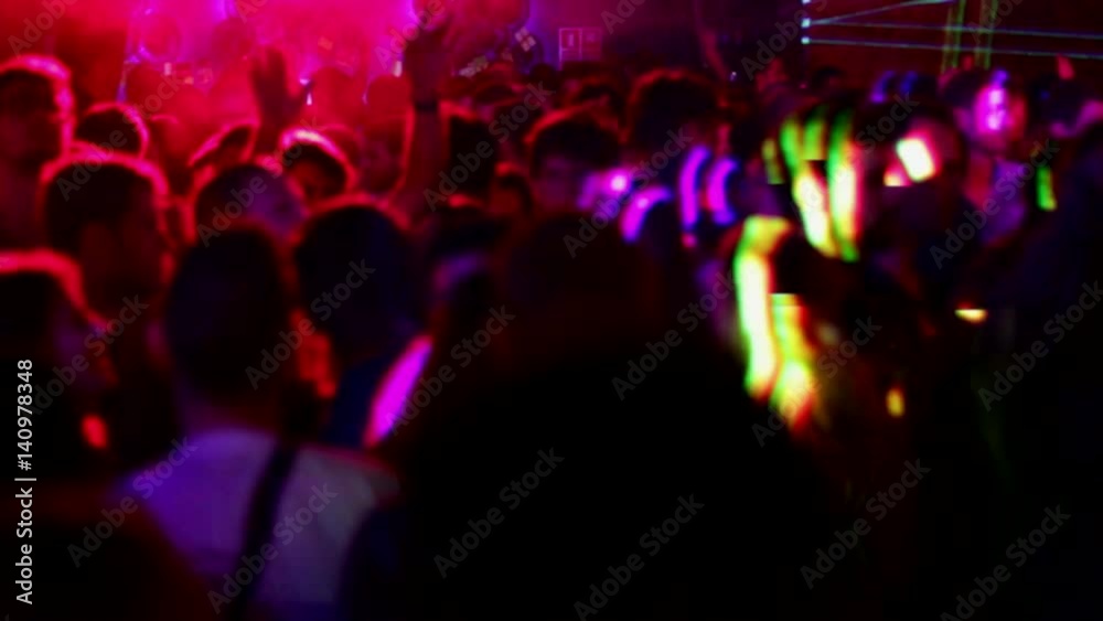 Barcelona night disco dance party fiesta. People dancing in a fashion ...