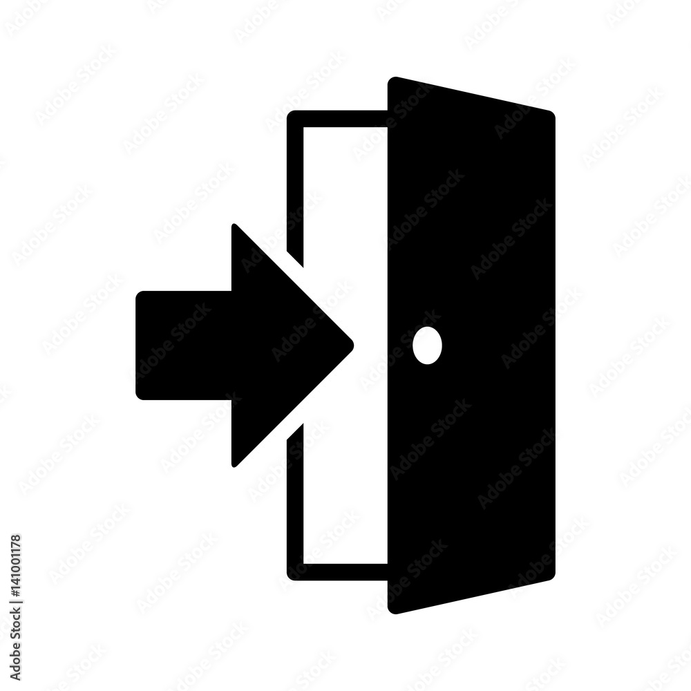 Open door / entrance with arrow or logout flat vector icon for apps and ...