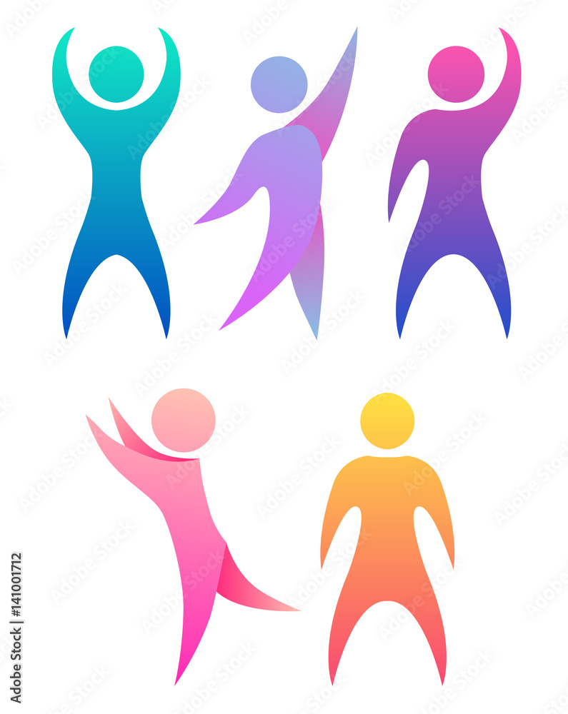 Set of chain with rainbow people holding hands. Set for brushes, frames ...