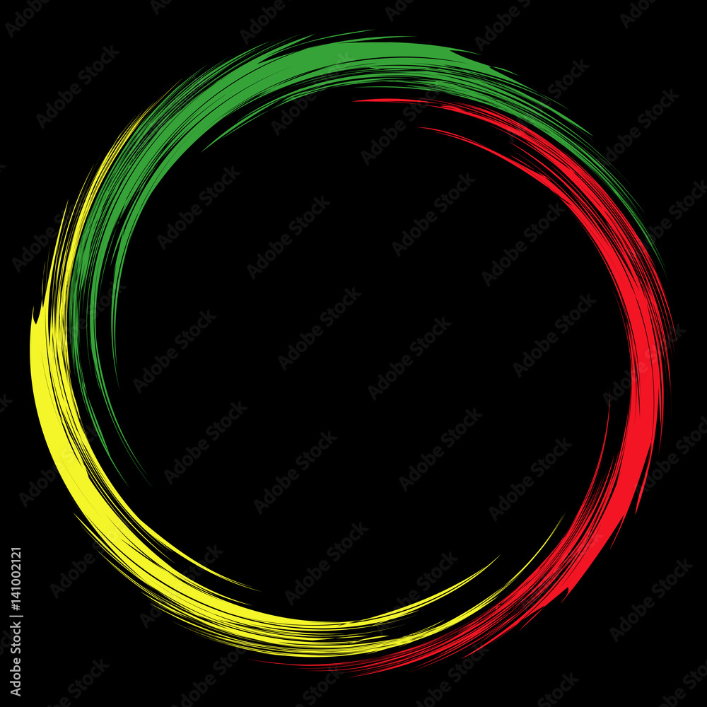 Round red yellow green abstract frame in reggae style. Element for ...