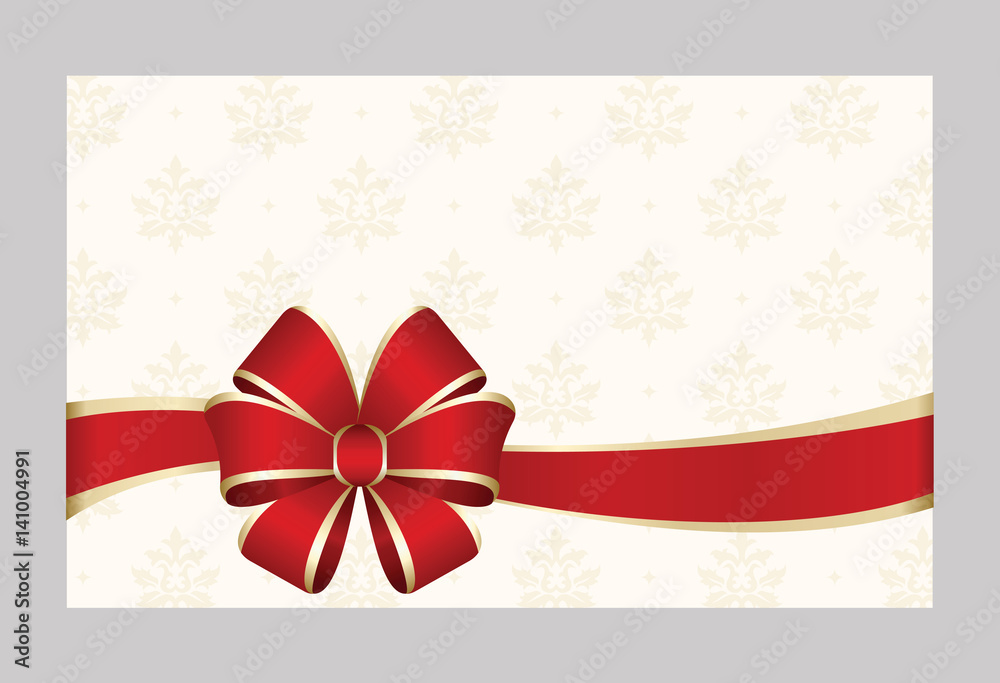 Gift certificate, Gift Card With Red Ribbon And A Bow on background ...