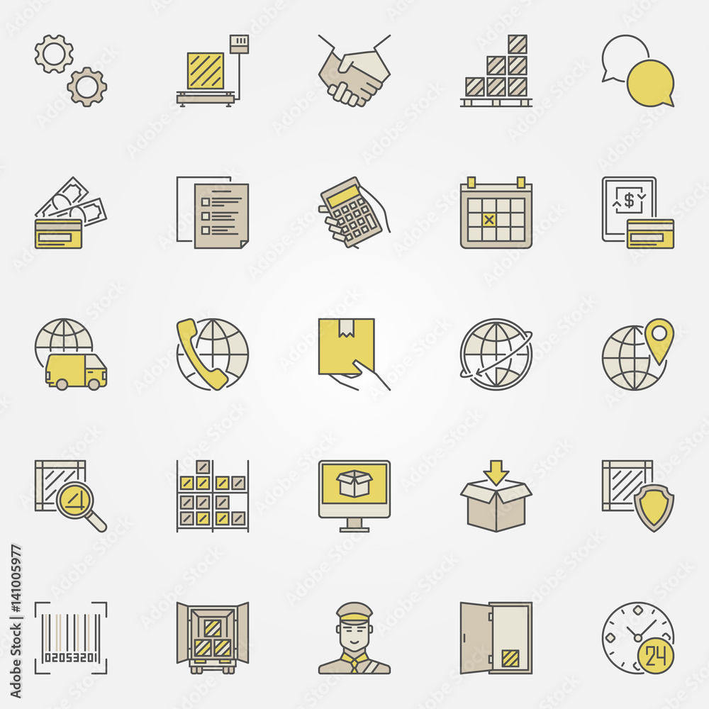 Logistic colorful icons collection Stock Vector | Adobe Stock