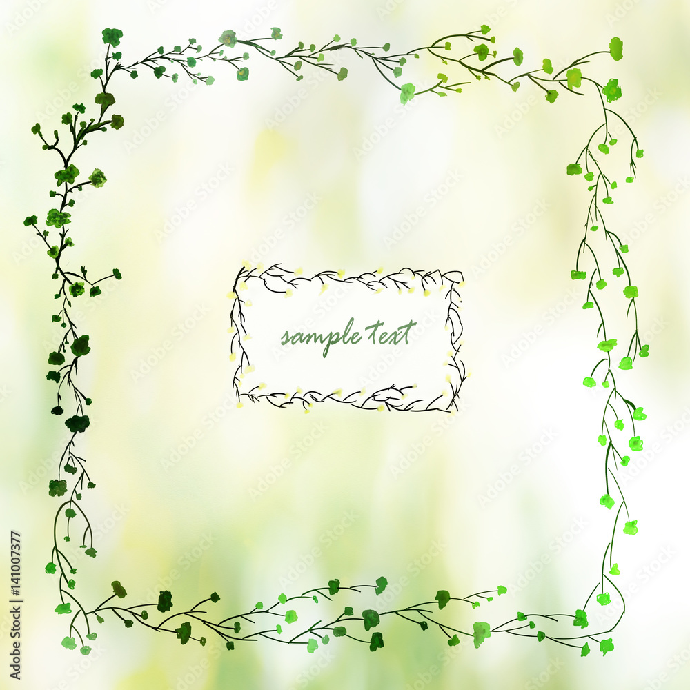 simple colorfull green card design, space for sample text, floral ...