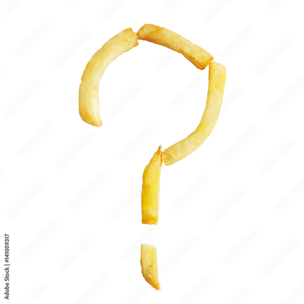 question mark ? symbol made of French fries Stock Photo | Adobe Stock