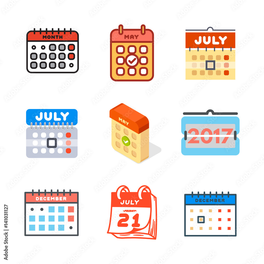 Vector calendar web icons office organizer business graphic paper plan ...