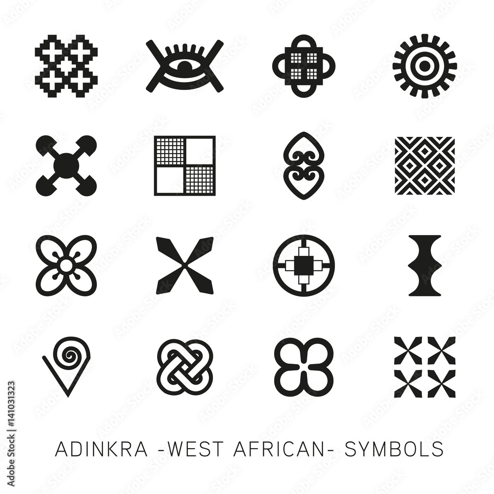 Set of akan and adinkra -west african- symbols vector Stock Vector ...
