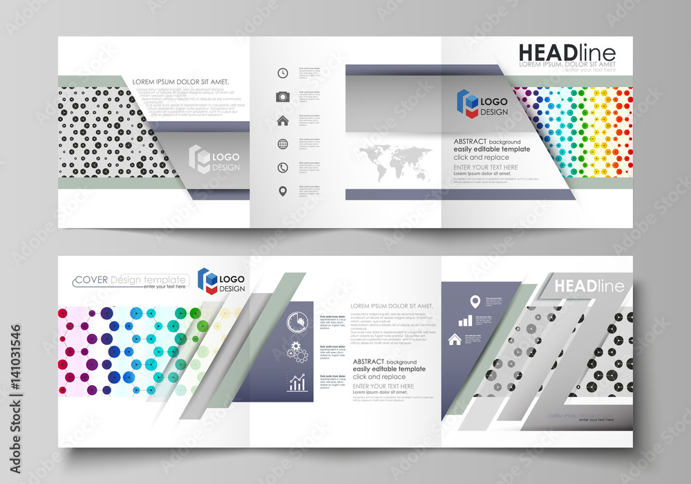 Business templates for tri fold square brochures. Leaflet cover ...