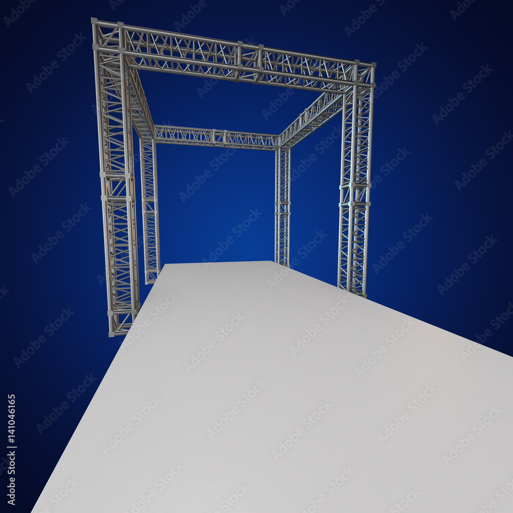 Steel truss girder rooftop construction with outdoor festival stage. 3d ...