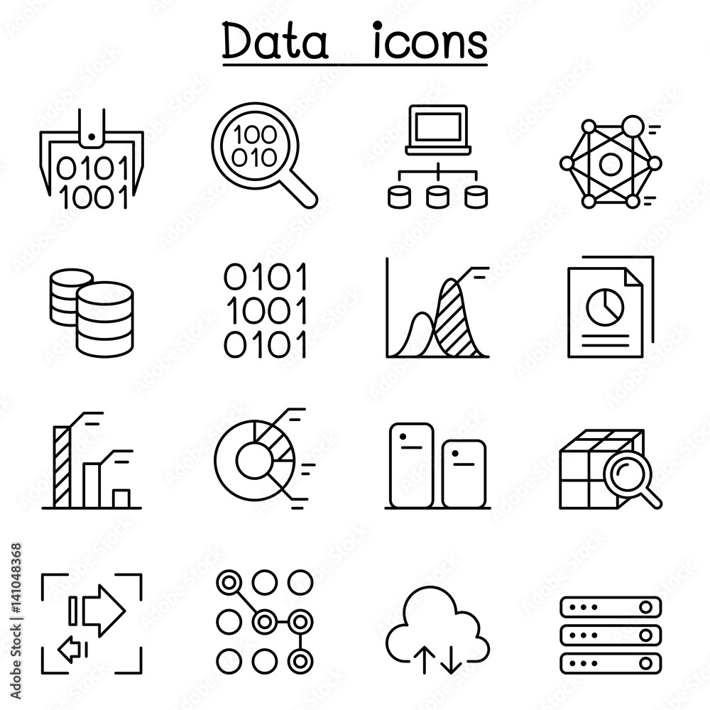 Data mining Technology, Data Transfer, Data warehouse, Big data icon ...