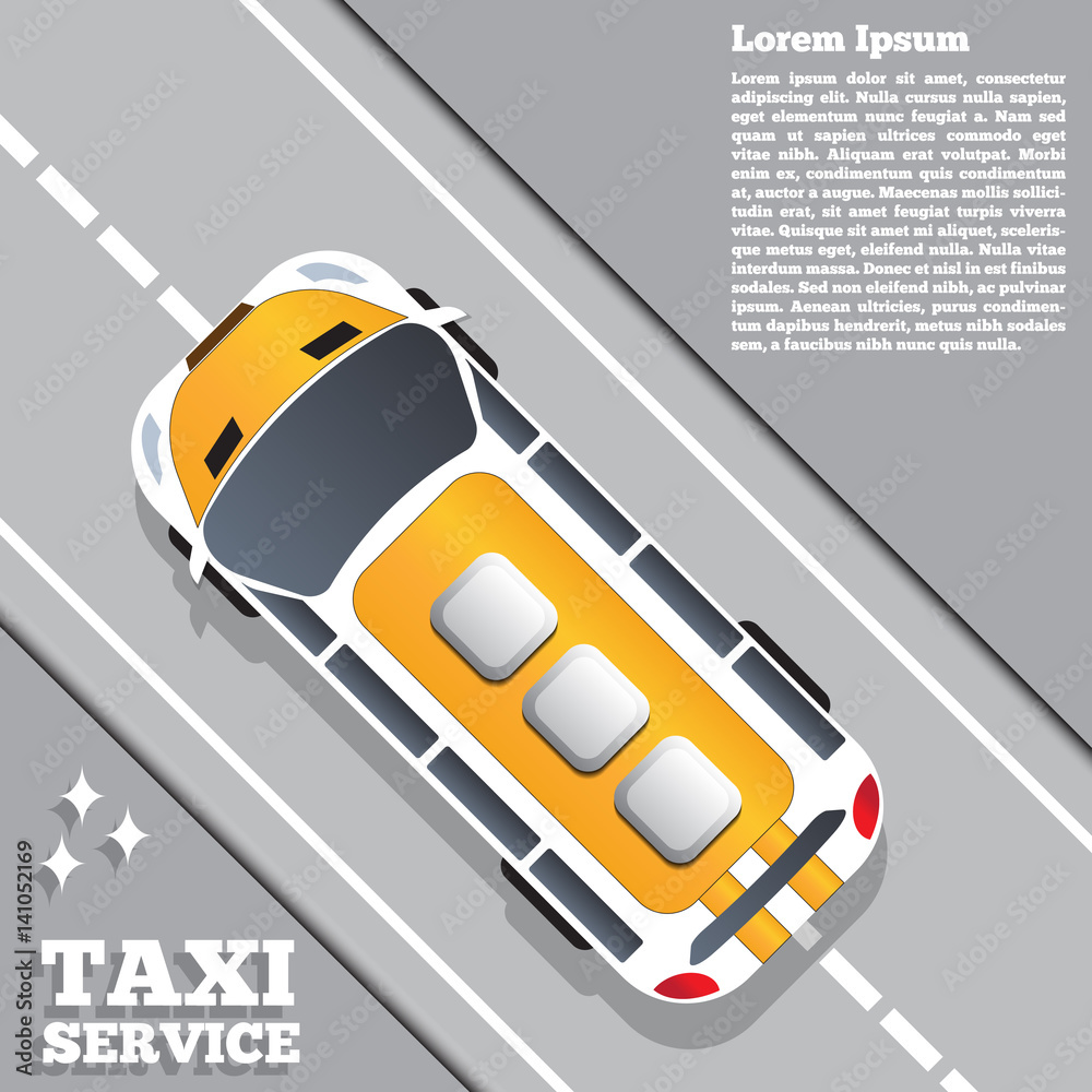 Taxi service. View from above. Template design presentation. Vector ...