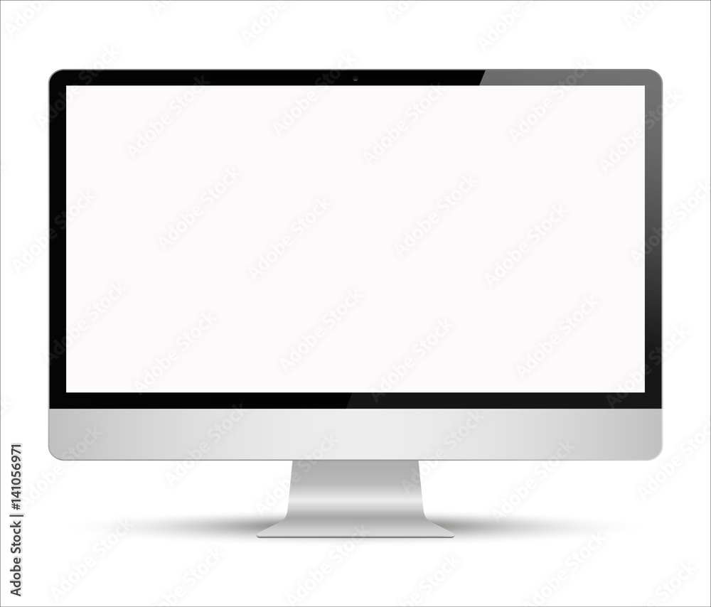 Realistic Silver Computer blank screen on white background Stock Vector ...