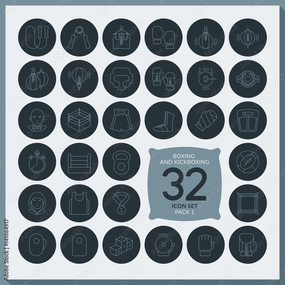 Vector Set of Mix Martial Arts Icons. MMA Icons. Boxing, Kick Boxing ...