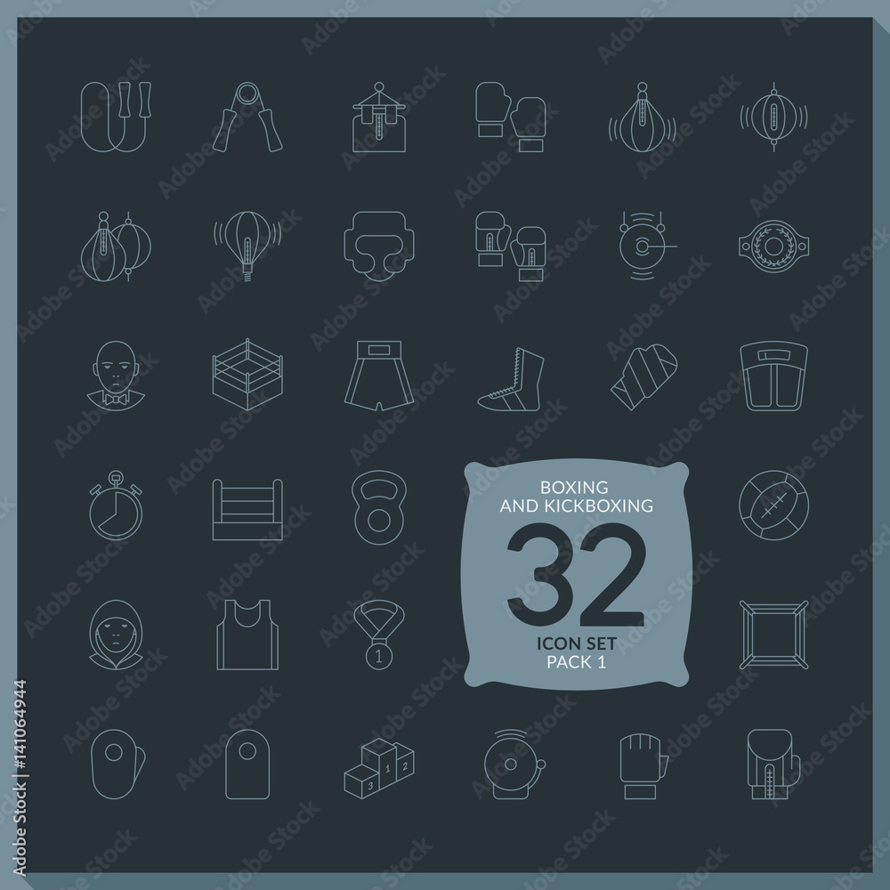 Vector Set of Mix Martial Arts Icons. MMA Icons. Boxing, Kick Boxing ...