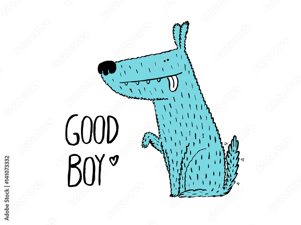 Good boy. Dog giving his paw, hand drawn vector illustration Stock ...
